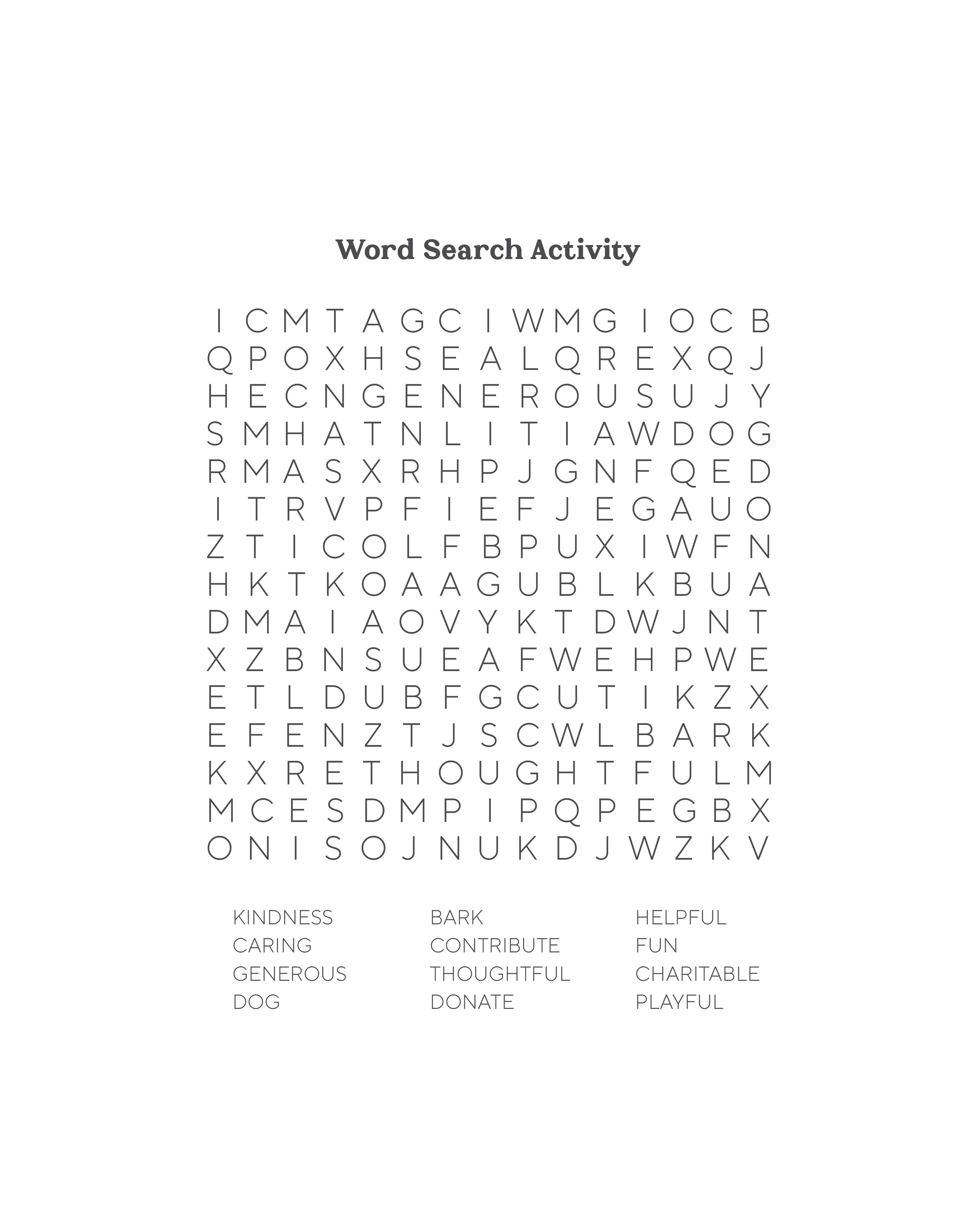 Word Search Activity – Doodle Dog Town